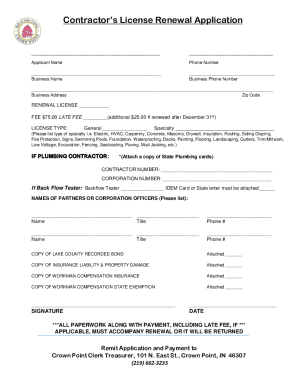 Fillable Online Contractor's License Renewal Application Fax Email Print - pdfFiller