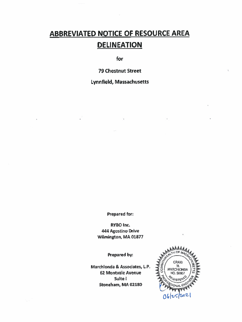 Fillable Online Abbreviated Notice of Resource Area Delineation - Stow ...