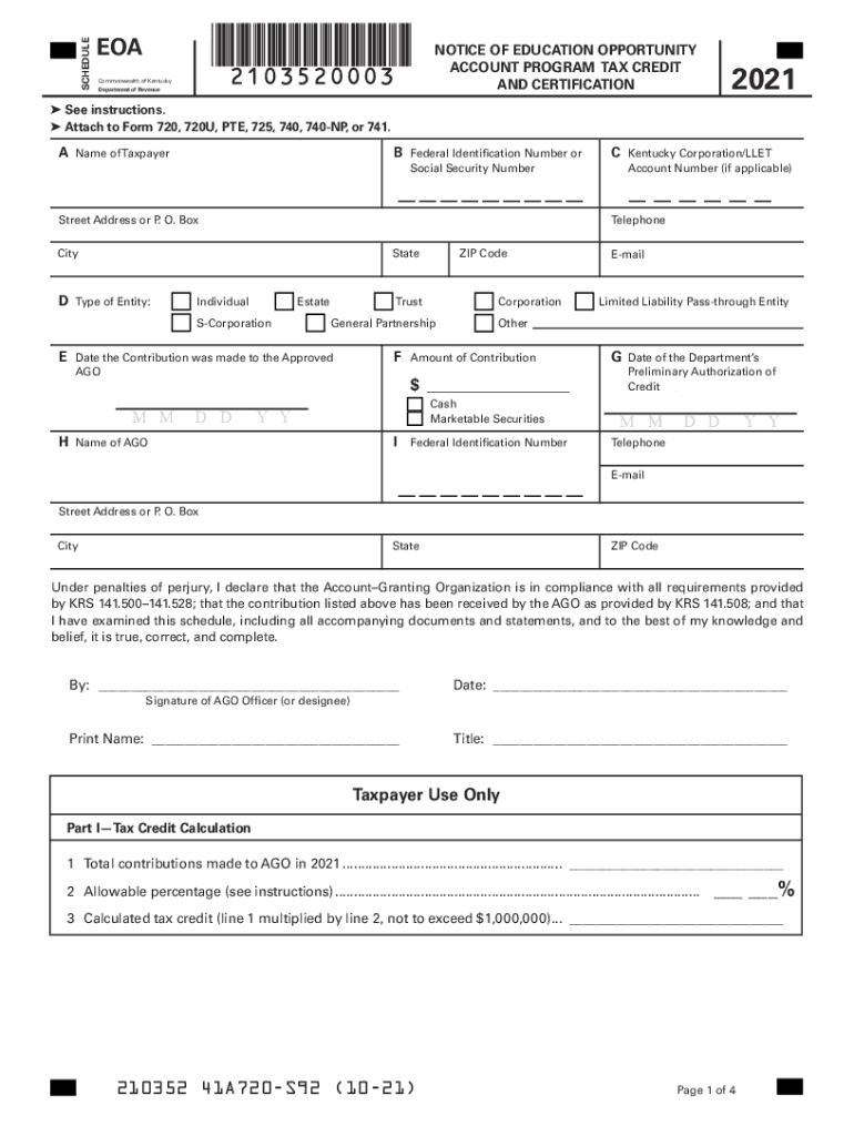Fillable Online Tax Credits - Department of Revenue - Kentucky Fax ...