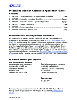 Fillable Online doh wa Dispensing Optician Apprentice Application ...