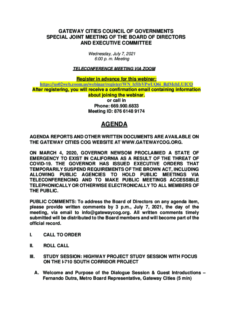 Fillable Online Gateway Cities Council of Governments Fax Email Print ...