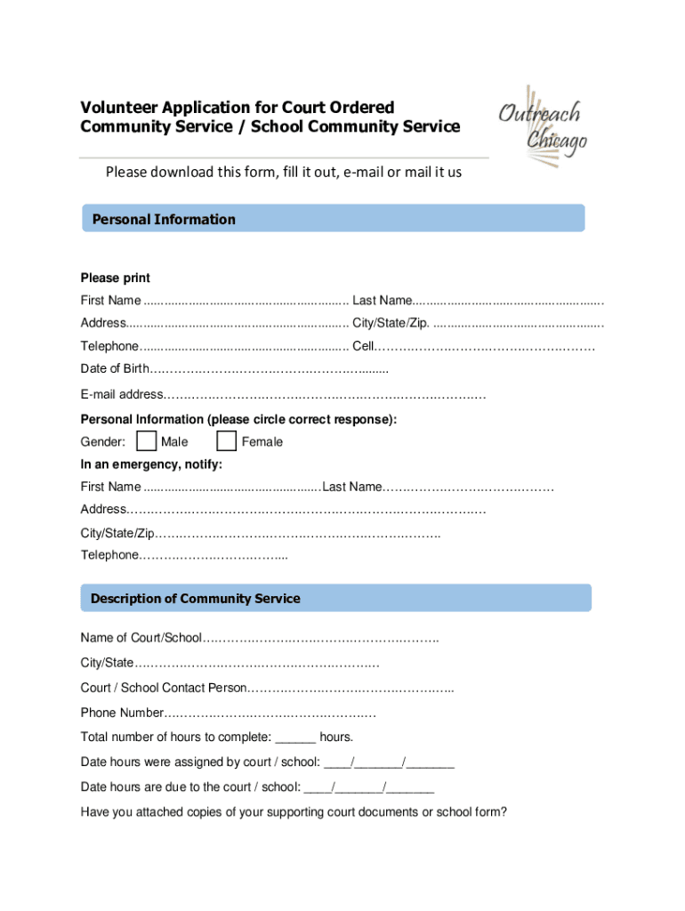 Fillable Online www.sampleforms.comcommunity-service-forms-forFREE 5 ...