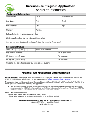 Fillable Online Greenhouse Program Application Fax Email Print - pdfFiller