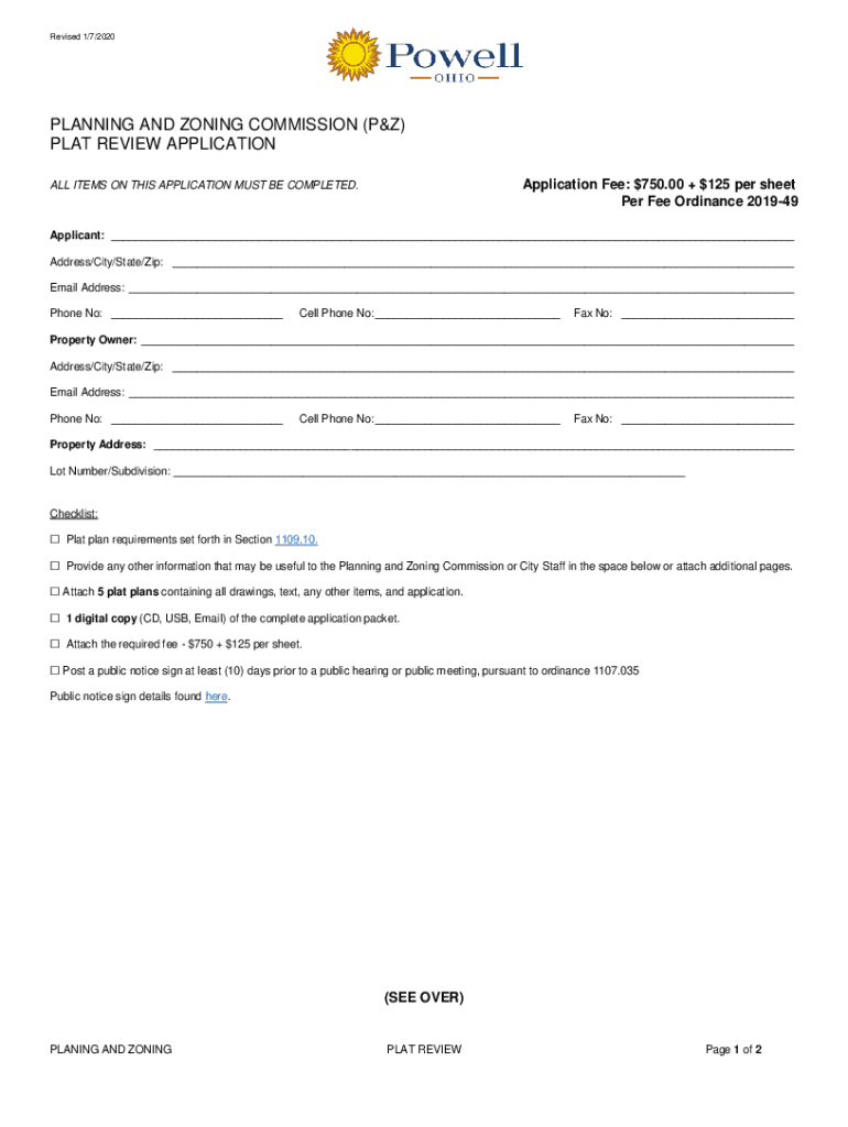 Fillable Online Preliminary Development Plan Form - cityofpowell.us Fax ...