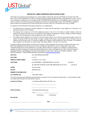 Fillable Online Notice of Filing of Labor Condition Application (H ...