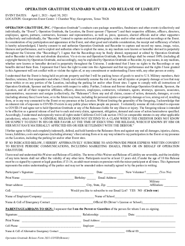 Fillable Online Homepage - Operation Gratitude Fax Email Print - pdfFiller
