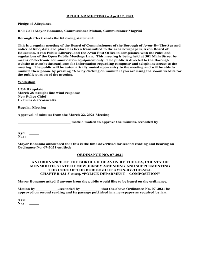 Fillable Online cms8.revize.com revize avonBorough of Avon-By-The-Sea Pledge of Allegiance ...