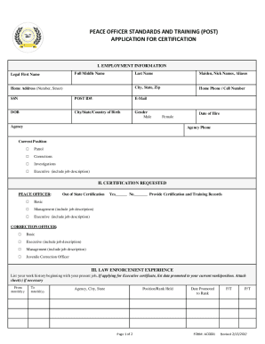 Fillable Online post.ca.govpeace-officer-certificatesPOST Professional ...