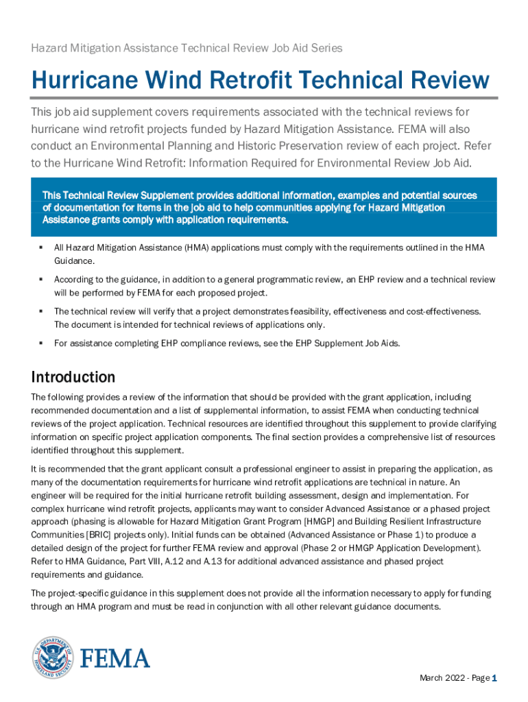 Fillable Online Hurricane Wind Retrofit Technical Review. Hazard ...