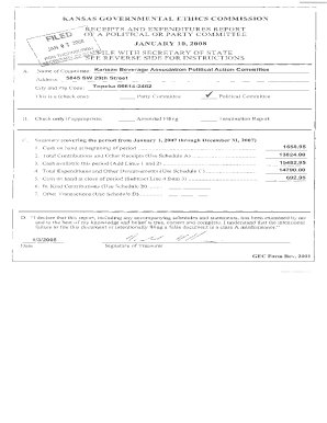 Fillable Online ethics ks KANSAS GOVERNMENTAL ETHICS COMMISSION ...