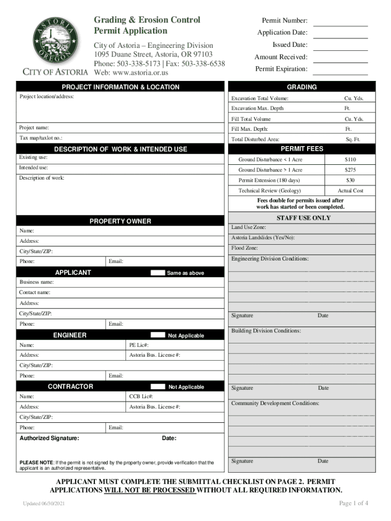 Fillable Online Astoria Public Works Department: Engineering - Astoria ...