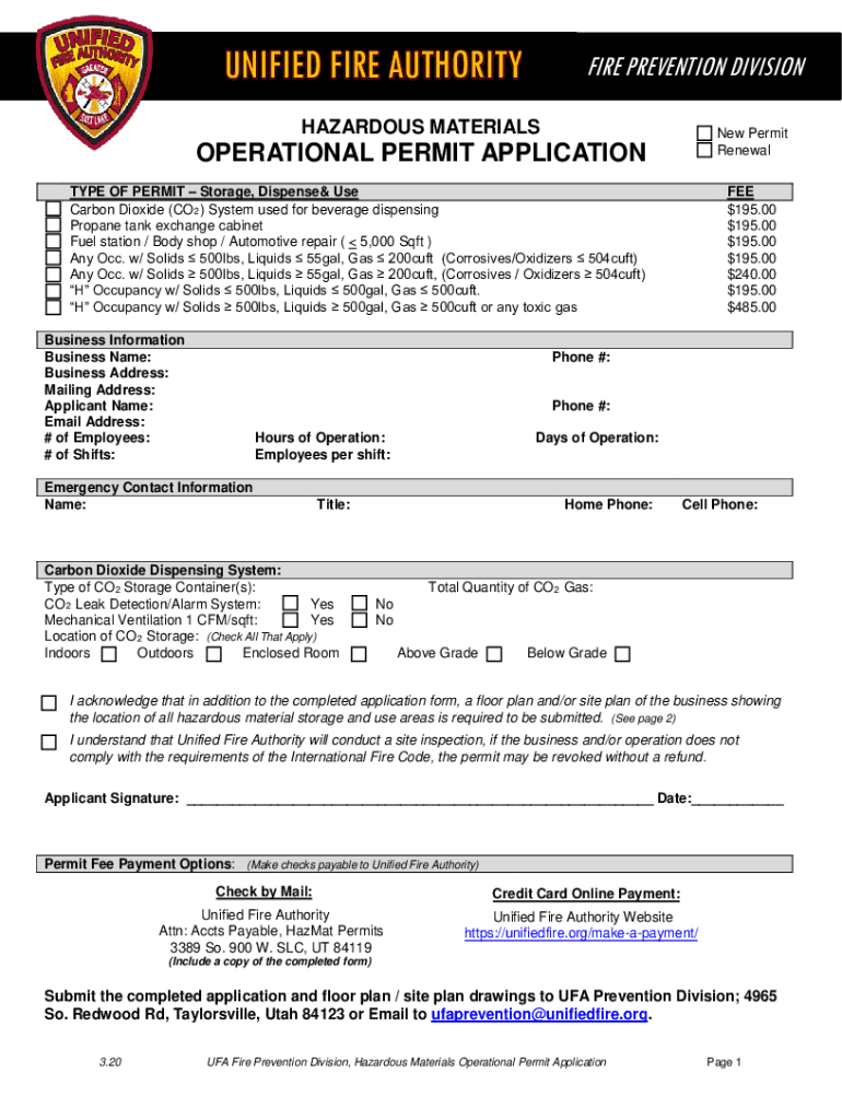 Fillable Online UNIFIED FIRE AUTHORITY FIRE PREVENTION DIVISION Fax ...