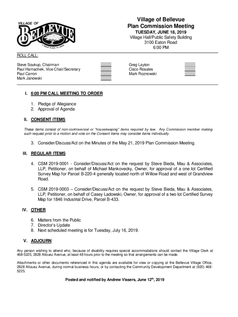 Fillable Online Economic Development - Village of Bellevue Fax Email ...