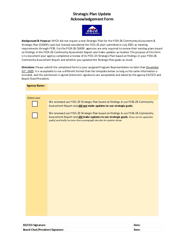 Fillable Online Strategic Plan Update Acknowledgement Form Mass.gov Fax ...