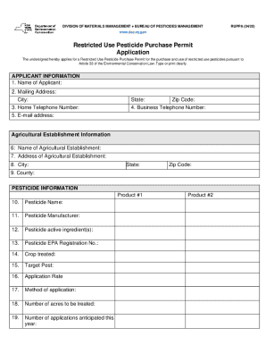 Fillable Online Restricted Use Pesticide Purchase Permit Application ...