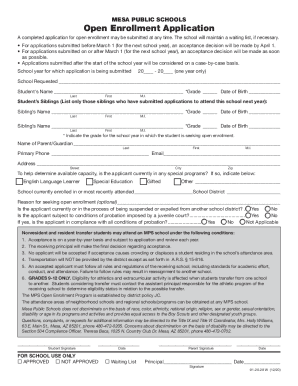 Fillable Online Mesa Public Schools Open Enrollment - Mesa, Arizona ...