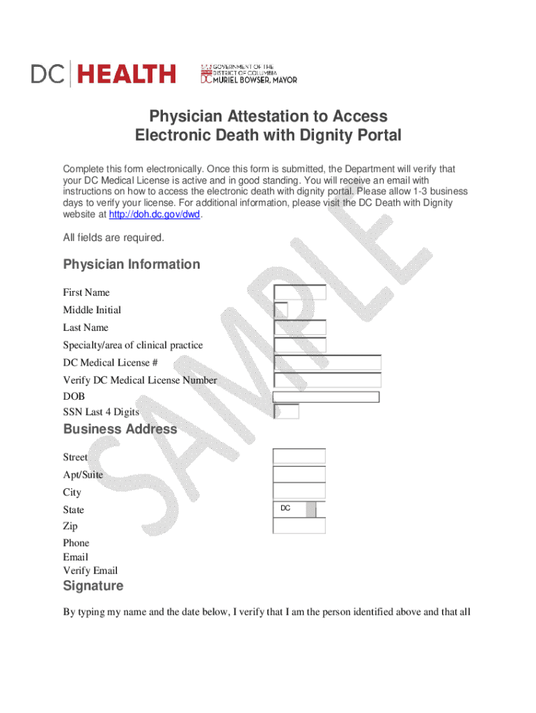 Fillable Online dchealth dc Physician Attestation to Access Electronic ...