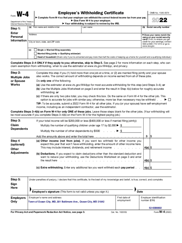 Fillable Online About Form W-4, Employee's Withholding Certificate2021 ...