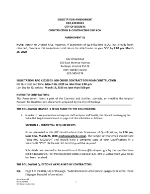 Fillable Online SOLICITATION AMENDMENT RFQ #2020003 CITY OF BUCKEYE ...