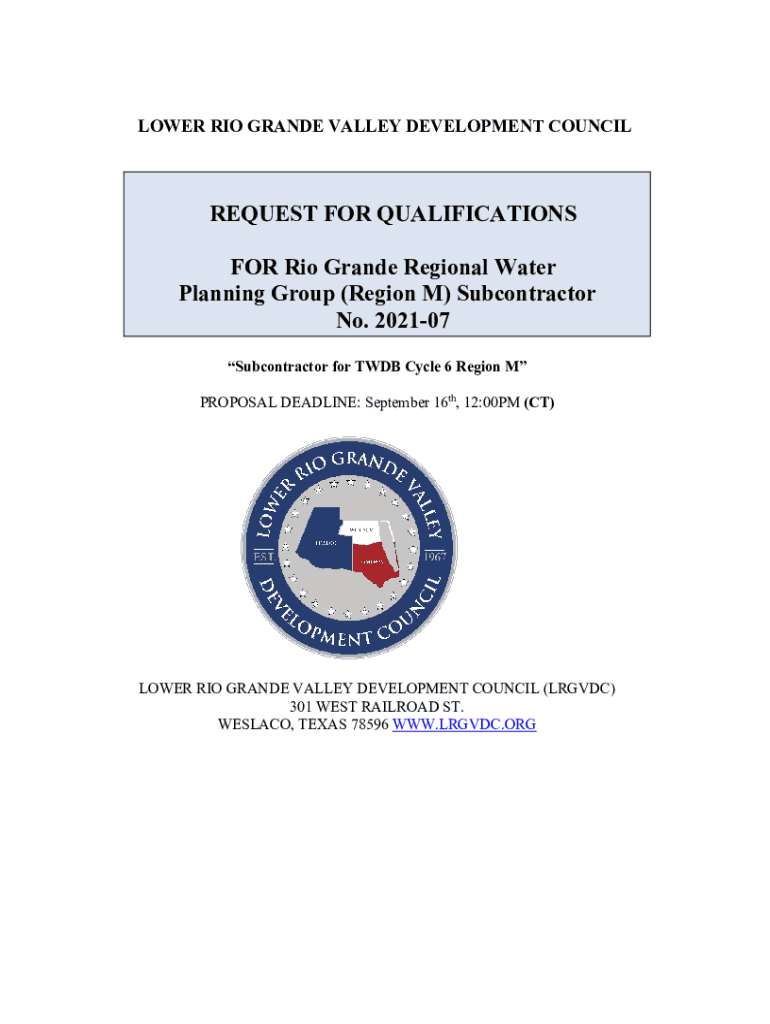 Fillable Online www.lrgvdc.orgdownloadsprocurementREQUEST FOR QUALIFICATIONS FOR Rio Grande ...