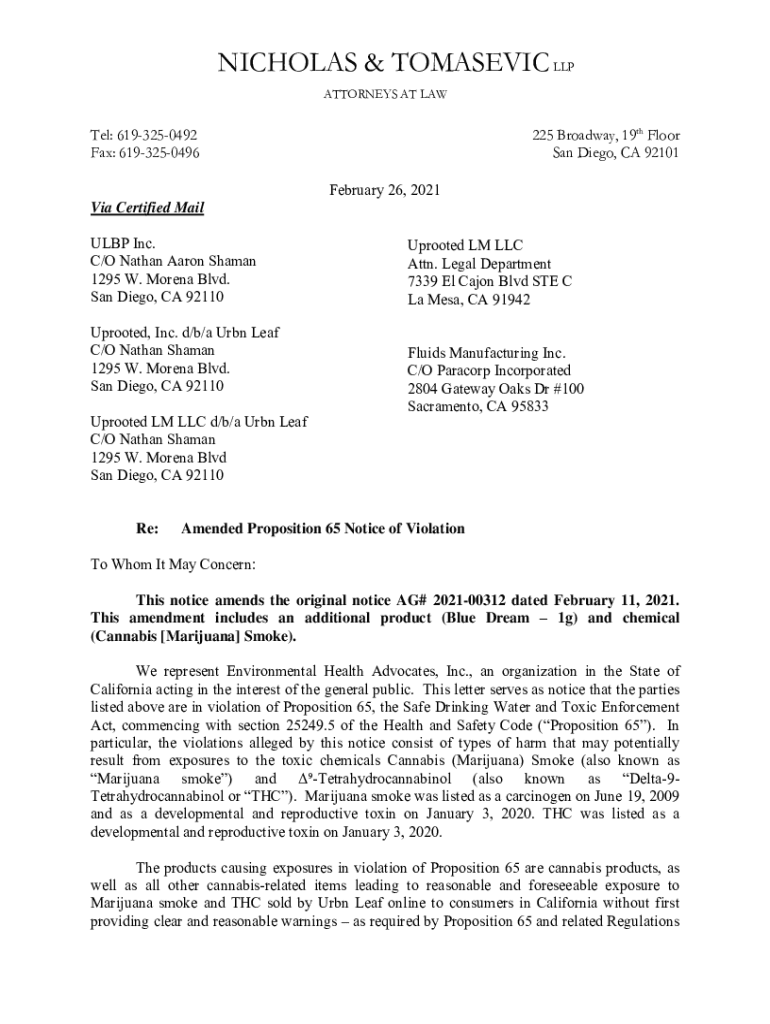 Fillable Online oag ca About Proposition 65 OEHHAProposition 65 ...