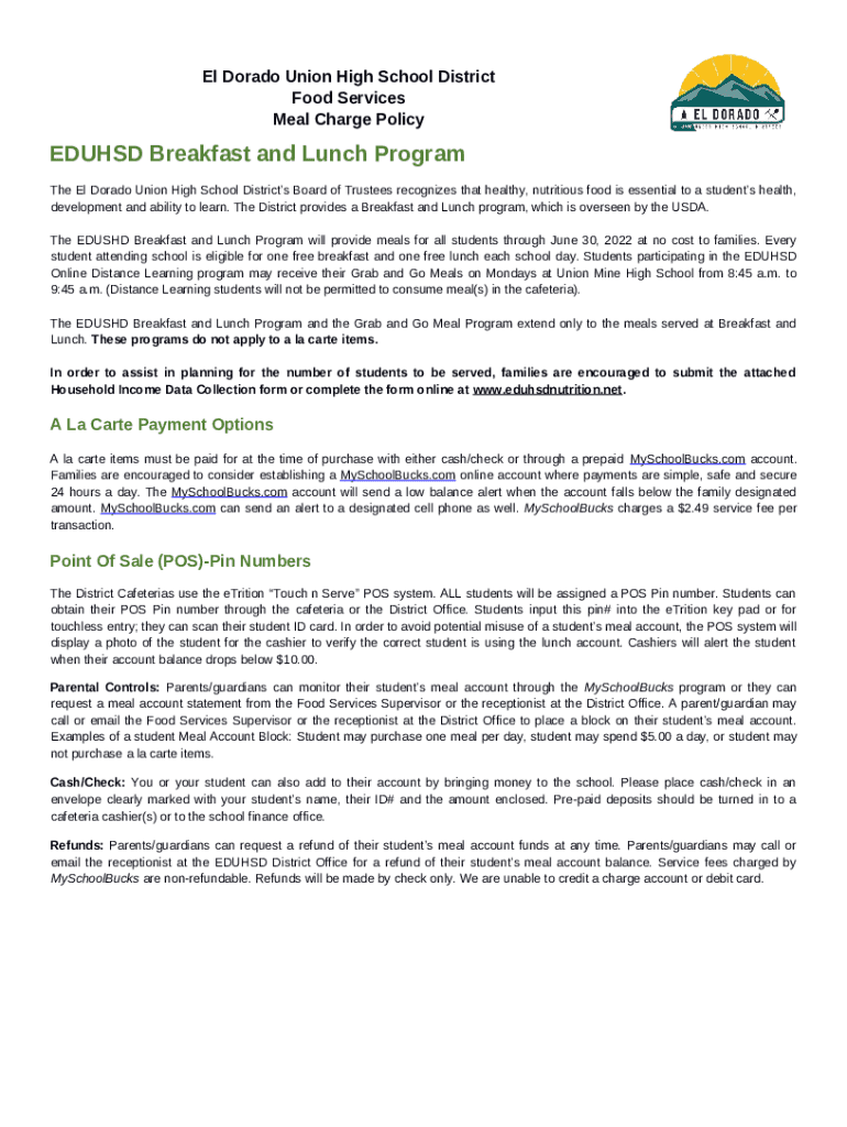 El Dorado High School - Cafeteria--Cafe Fresh - umhs eduhsd k12 ca Doc ...