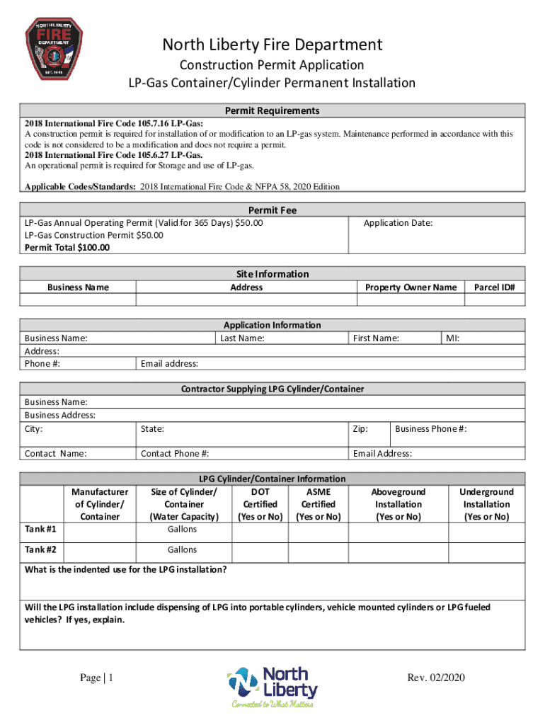 Fillable Online Permit Application - North Liberty Fire Department Fax ...