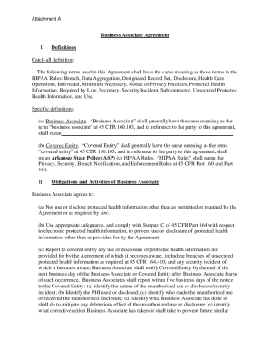 Fillable Online Business Associate Agreement I. Definitions Catch-all definition: The ... Fax ...
