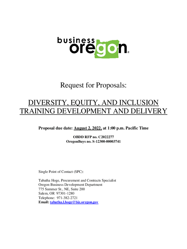 Fillable Online Request for Proposals: DIVERSITY, EQUITY, AND INCLUSION ...