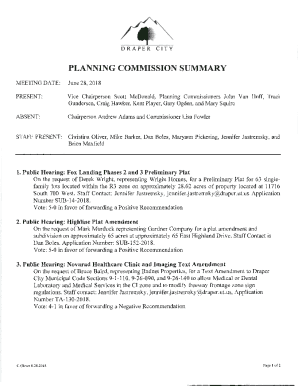 Fillable Online PLANNING COMMISSION SUMMARY Fax Email Print - pdfFiller
