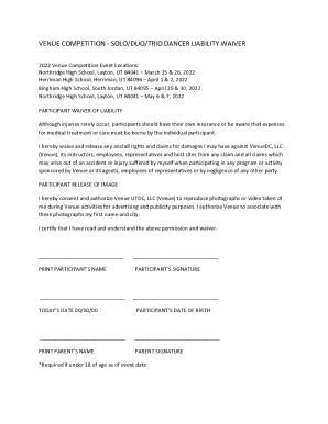 Fillable Online www.venueutdc.com uploads 6/1/8VENUE COMPETITION - SOLO ...