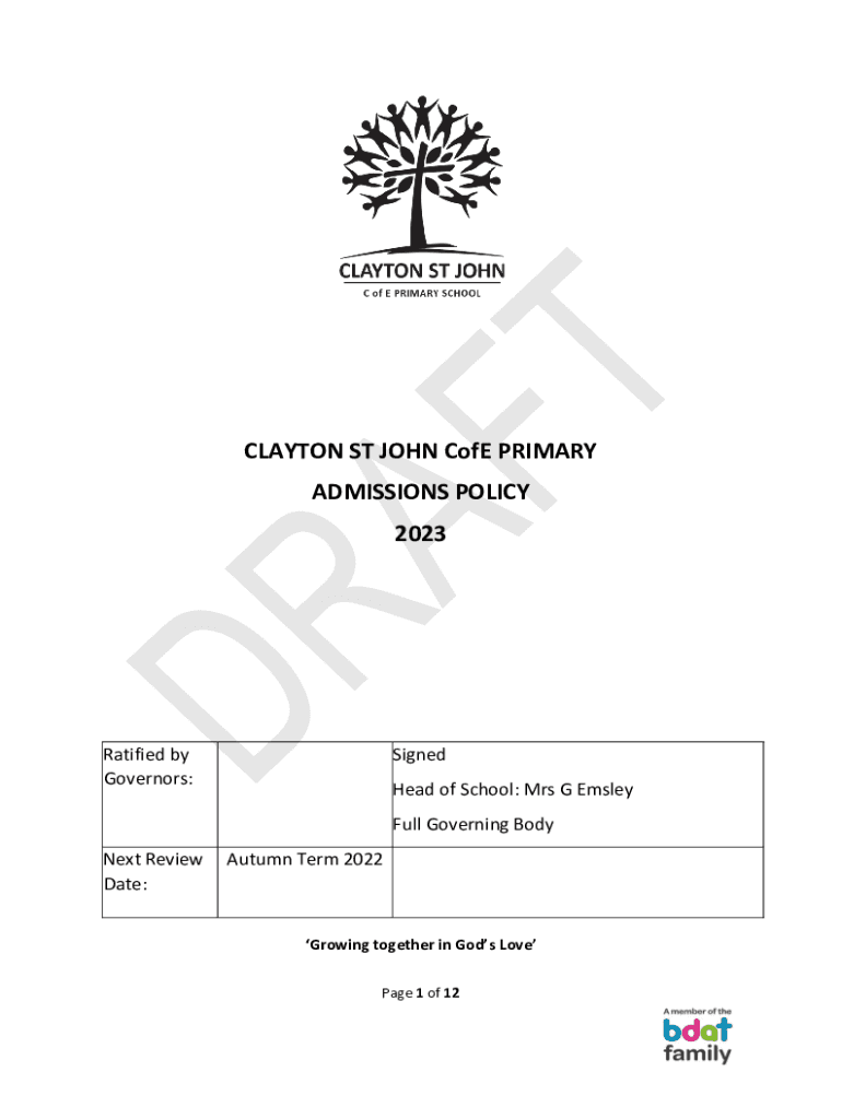 Fillable Online lurnschools.comclayton-st-john-cofe-primary-schoolClayton St John CofE Primary ...