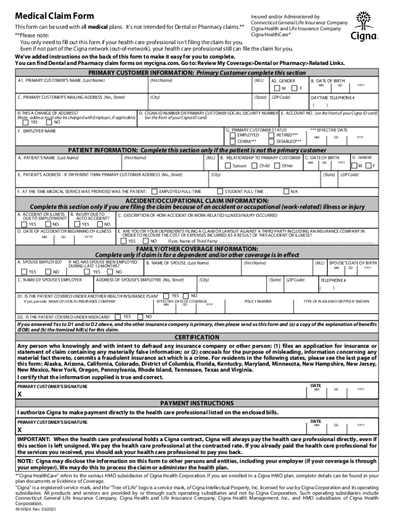 2023-2026 Cigna 591692d (Formerly 591692c) Fill Online, Printable, Fillable, Blank - pdfFiller