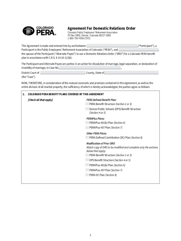 Fillable Online Agreement For Domestic Relations Order Fax Email Print - pdfFiller