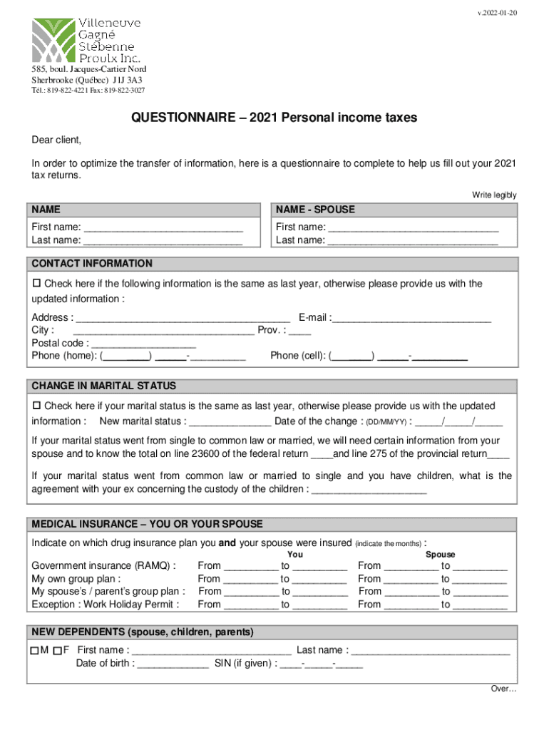 Fillable Online Questionnaire - updated information Fax Email Print ...