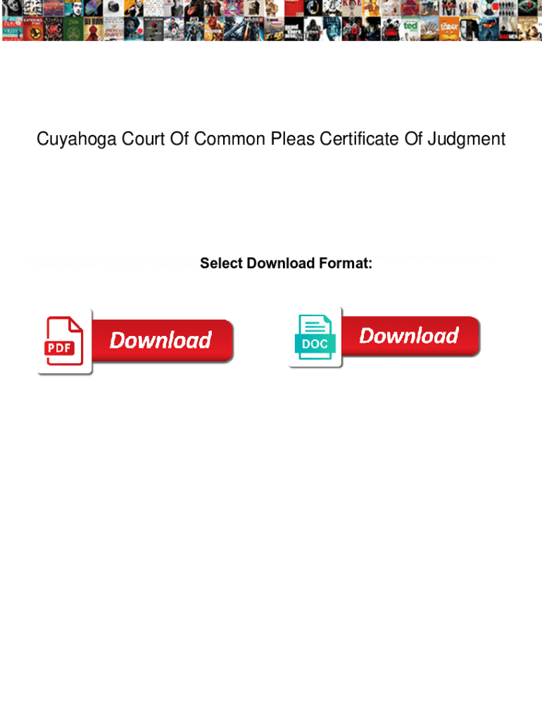 Fillable Online Cuyahoga Court Of Common Pleas Certificate Of Judgment ...