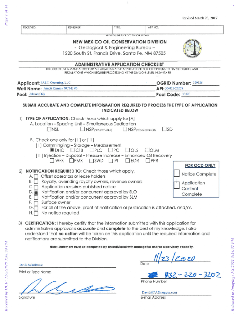 Fillable Online ocdimage emnrd state nm Form C-107A "Application for ...