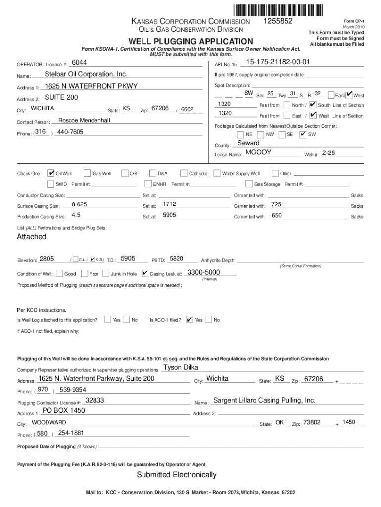 Fillable Online KANSAS CORPORATION COMMISSION 1254277 OIL & GAS ...