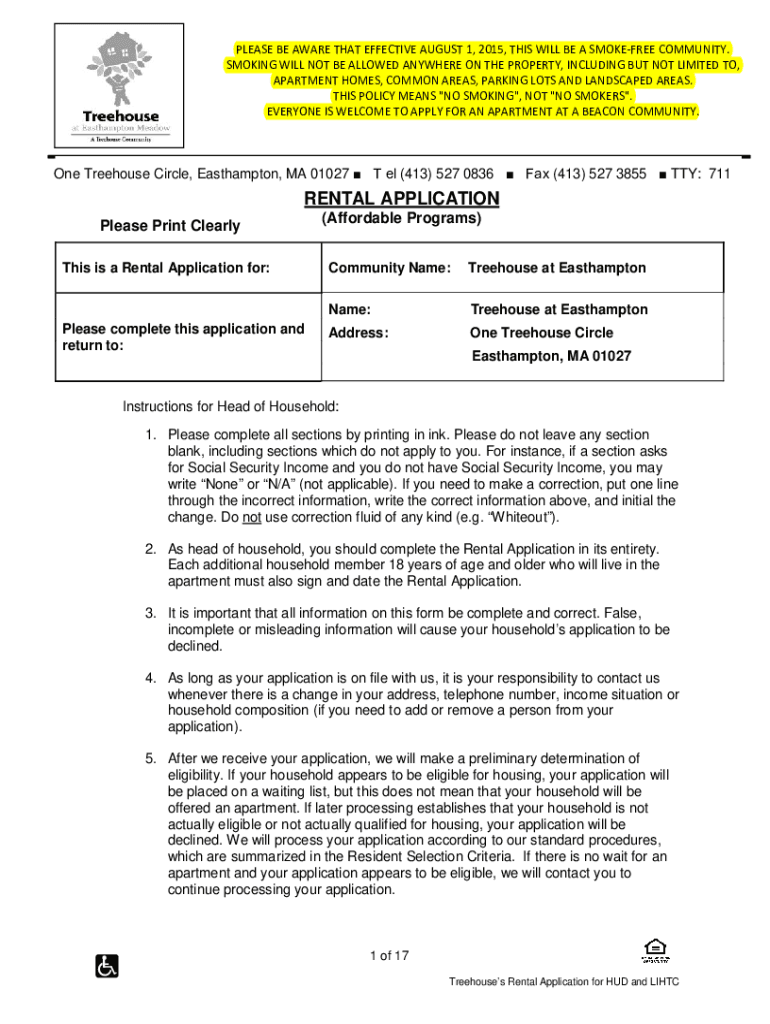 Fillable Online One Treehouse Circle, Easthampton, MA 01027 TTY: 711 ...