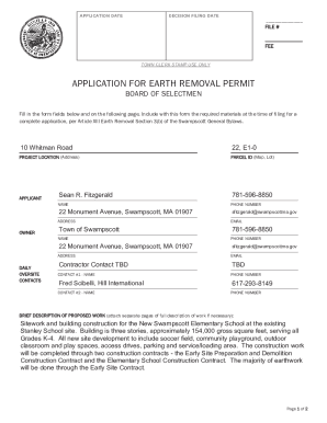 Fillable Online APPLICATION FOR EARTH REMOVAL PERMIT Fax Email Print ...