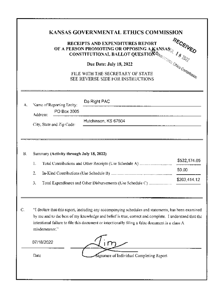 Fillable Online ethics ks OF A PERSON PROMOTING OR OPPOSING ASAS,0' Fax Email Print - pdfFiller