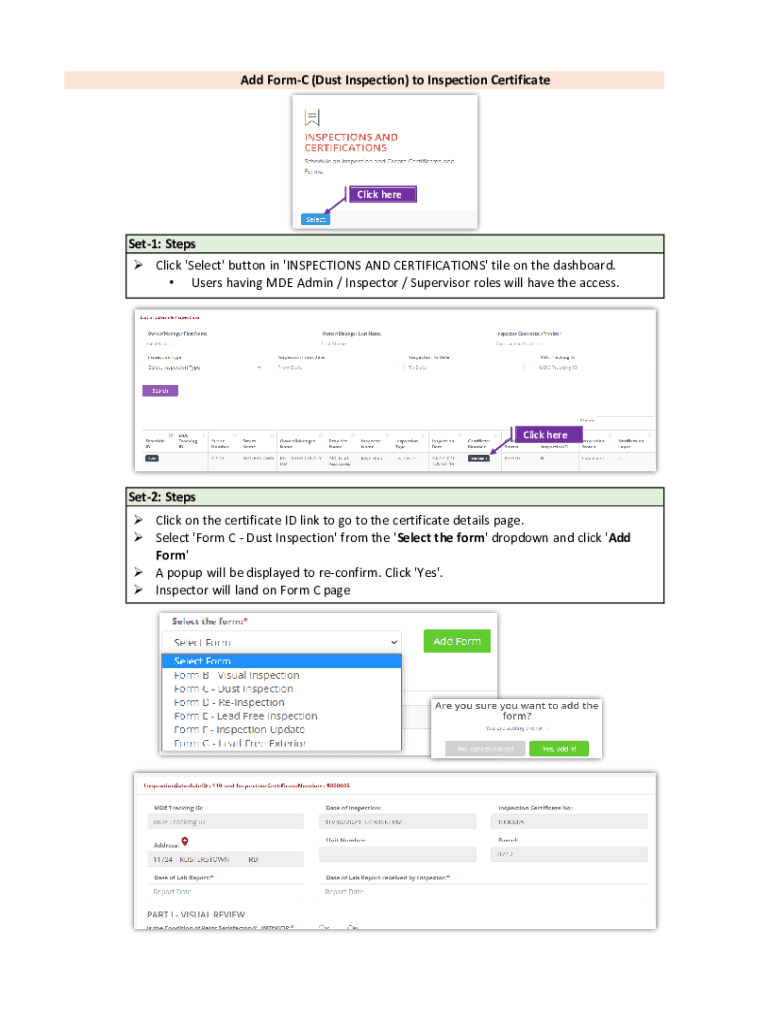 Fillable Online mde maryland Add Form-C (Dust Inspection) to Inspection ...