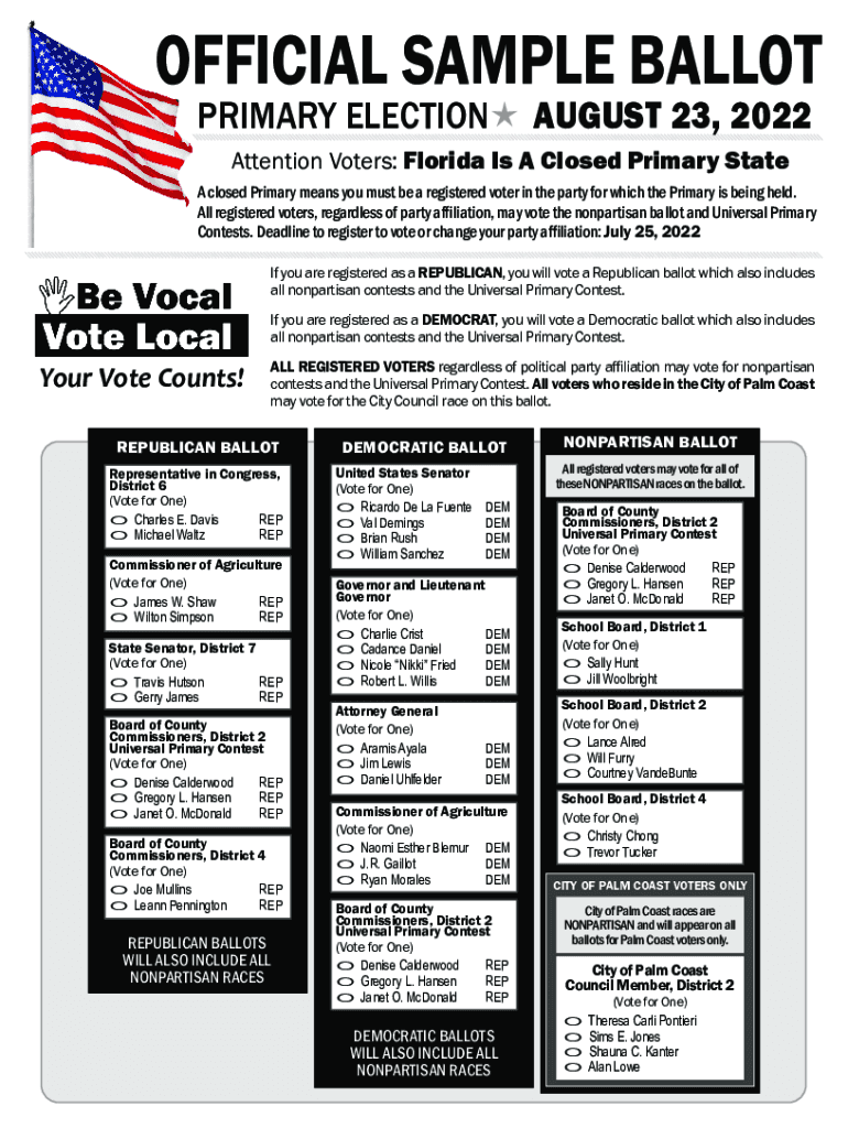 Fillable Online official sample ballot - primary election august 23 ...