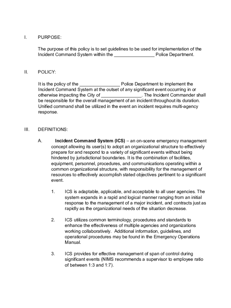 Fillable Online Sample NIMS SOP/SOG 2 - Police. A simple example of how ...