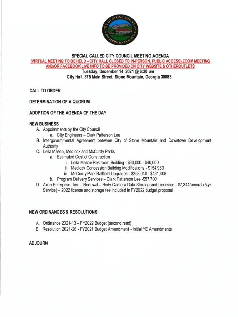 Fillable Online cms4files1.revize.com stonemountain CityClerkRevize Fax Email Print - pdfFiller