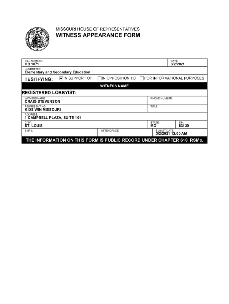 Fillable Online house mo HB 1071 Fax Email Print - pdfFiller