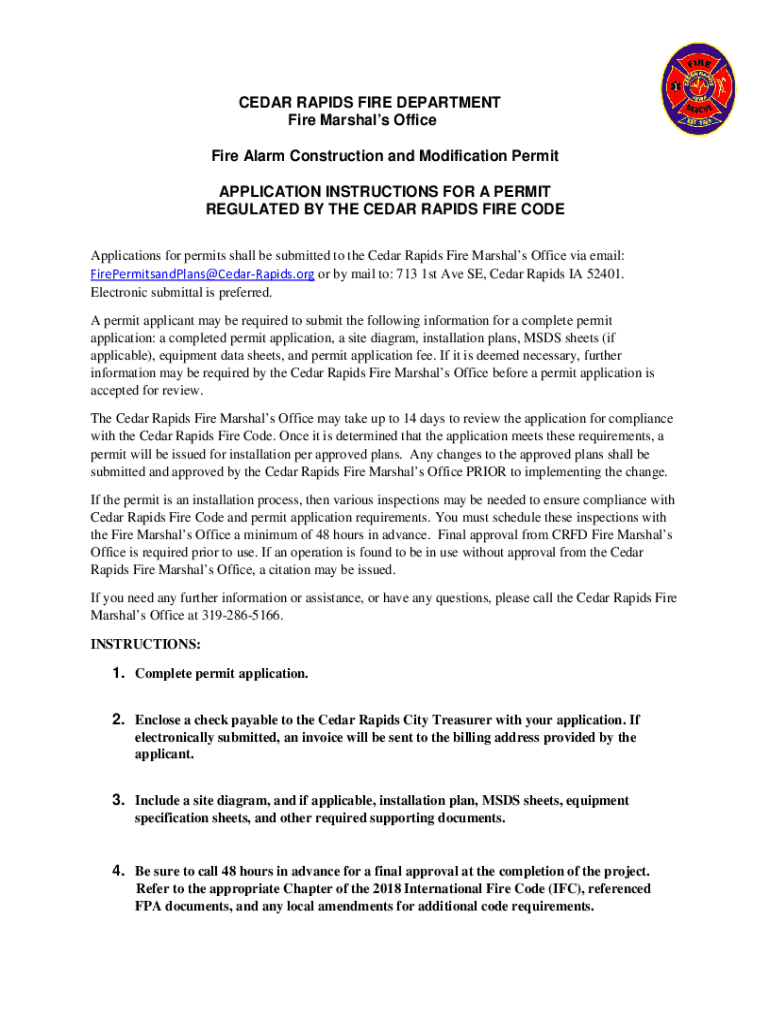 Fillable Online cms8.revize.comrevizecedarrapidsCEDAR RAPIDS FIRE DEPARTMENT Fire Marshals ...