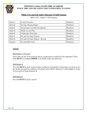 Fillable Online Fire & Life Safety Educator II Skill Sheets Fax Email ...