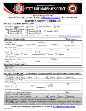 Fillable Online Course Registration (Recruit Academy) (Fire Training ...