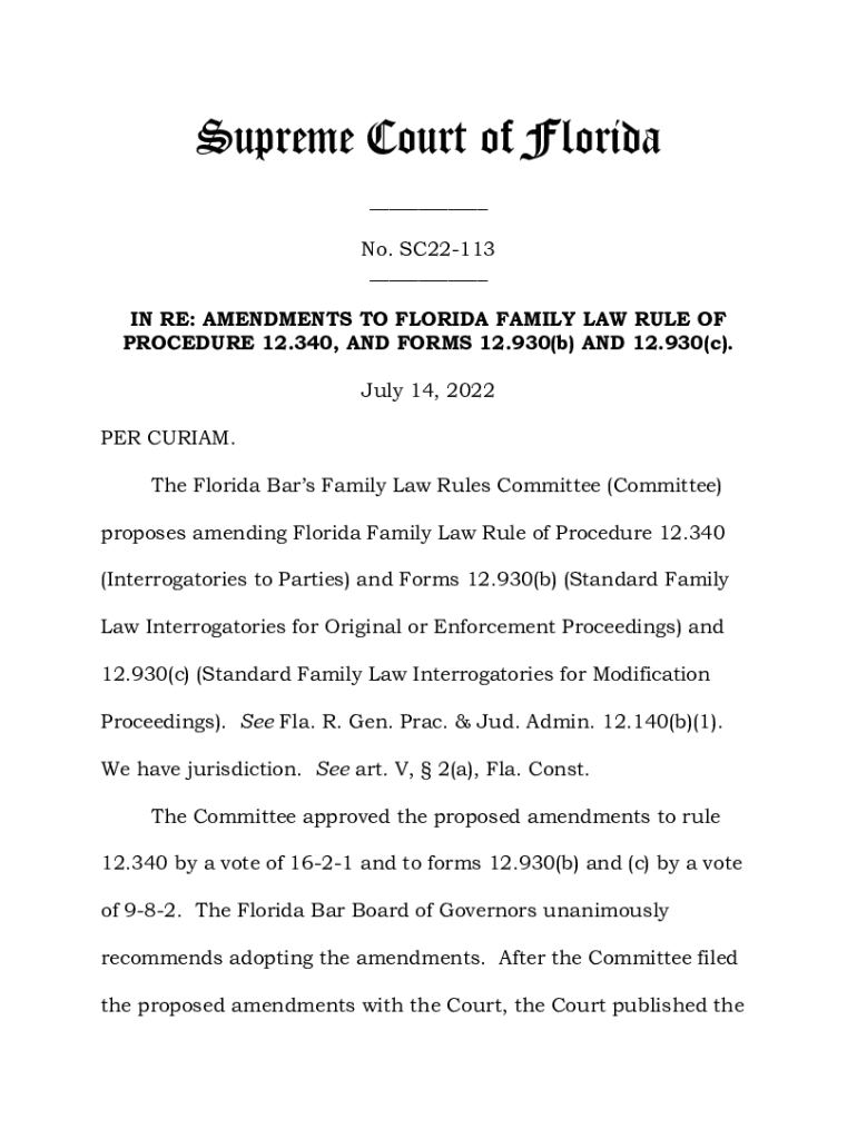Fillable Online law.justia.comcasesfloridaIn Re: Amendments to Florida Family Law Rule of ...